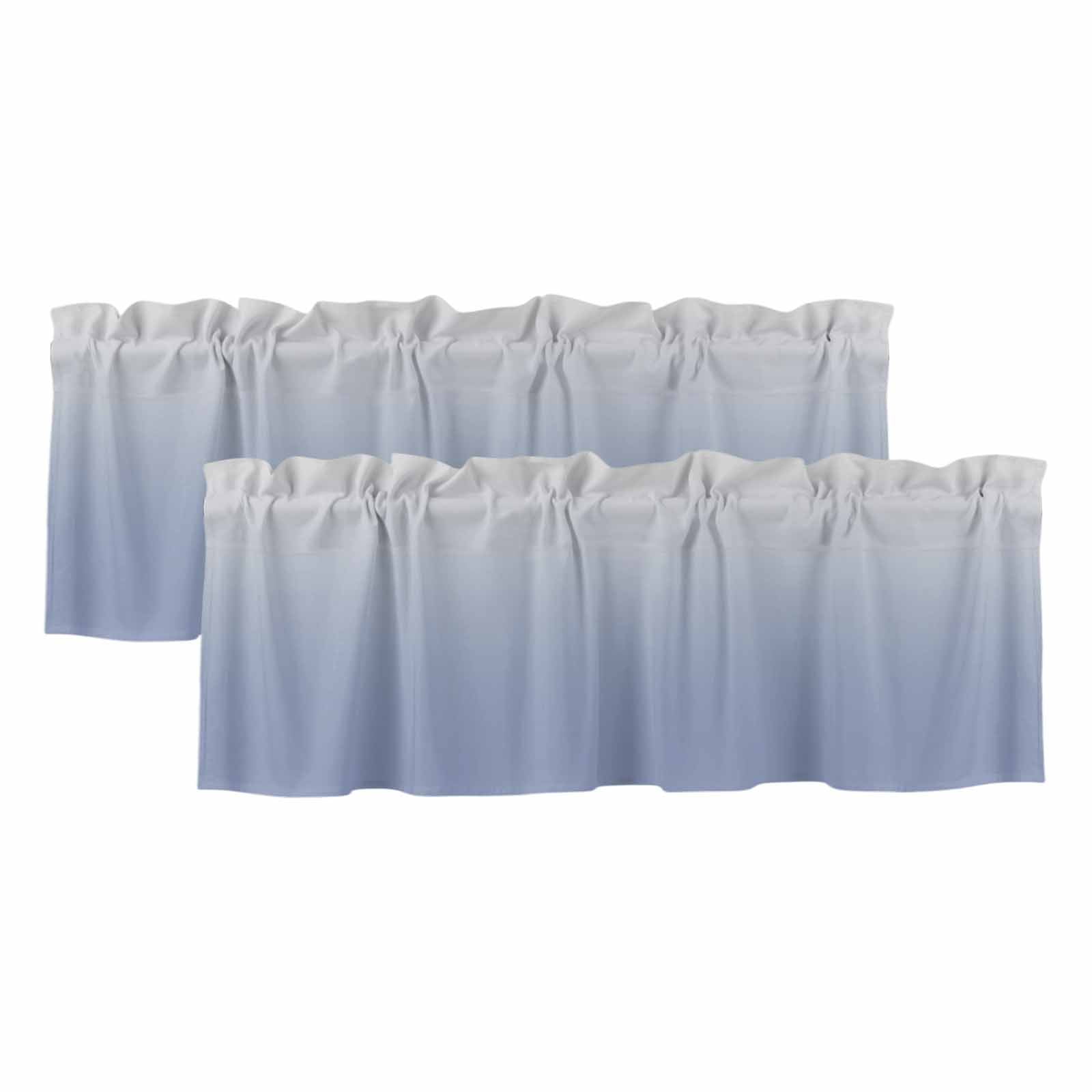 2 Pack Minimalist Blue Valance for Window and Grey Gradient Kitchen ...