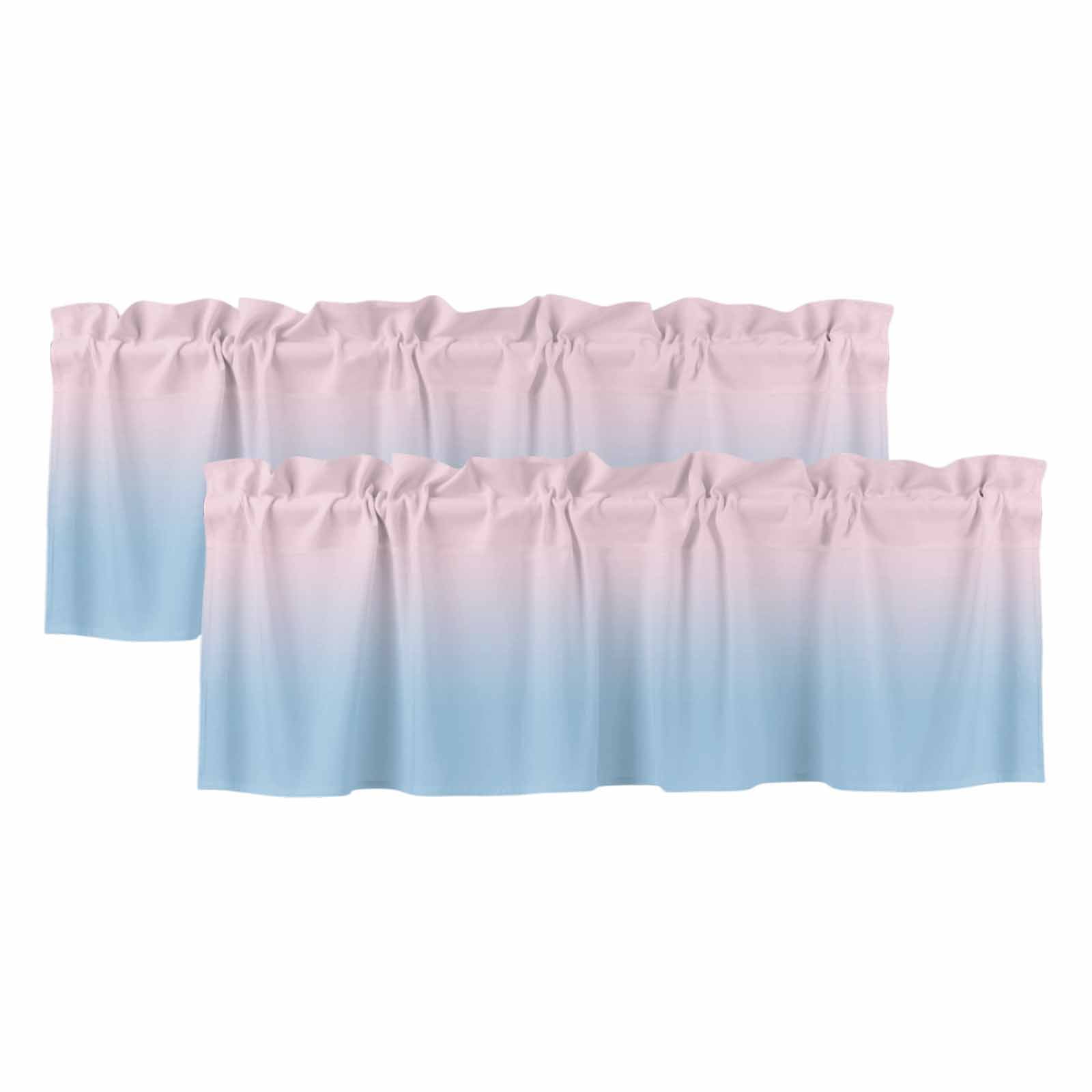 2 Pack Minimalist Pink Valance for Window and Blue Gradient Kitchen ...
