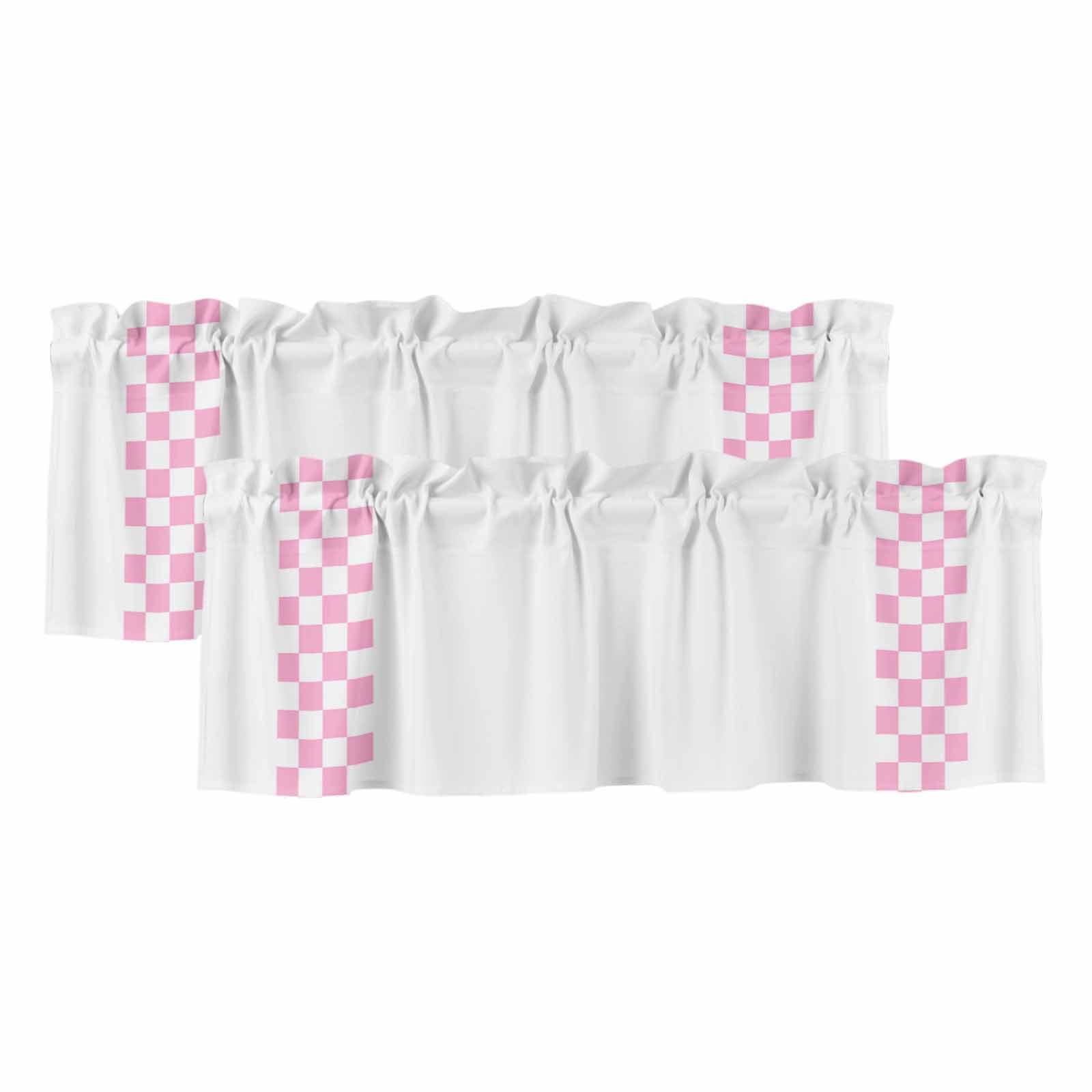 2 Pack Minimalist Pink Valance for Window Buffalo Check Plaid Farmhouse ...