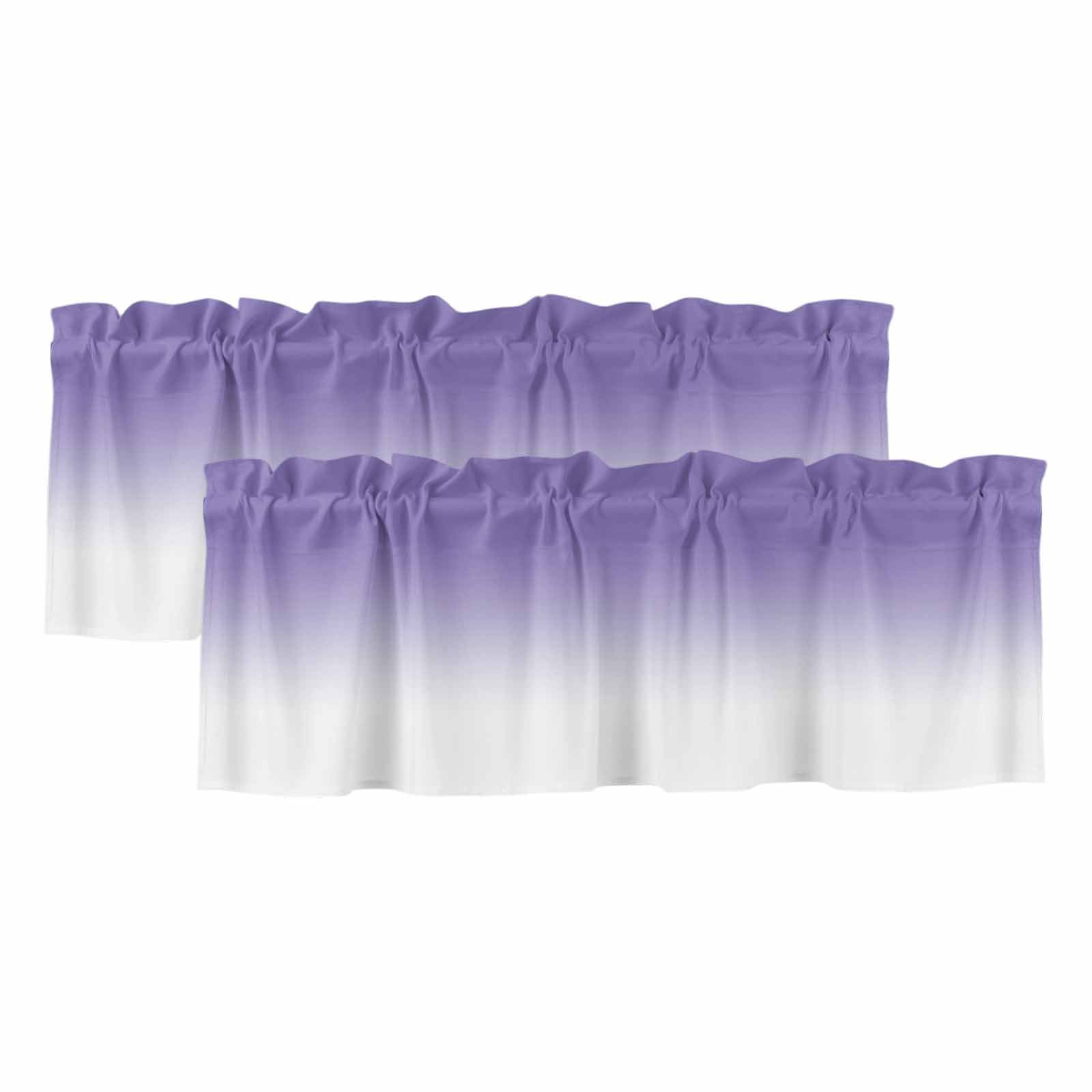 2 Pack Minimalist Purple Valance for Window and White Gradient Kitchen ...