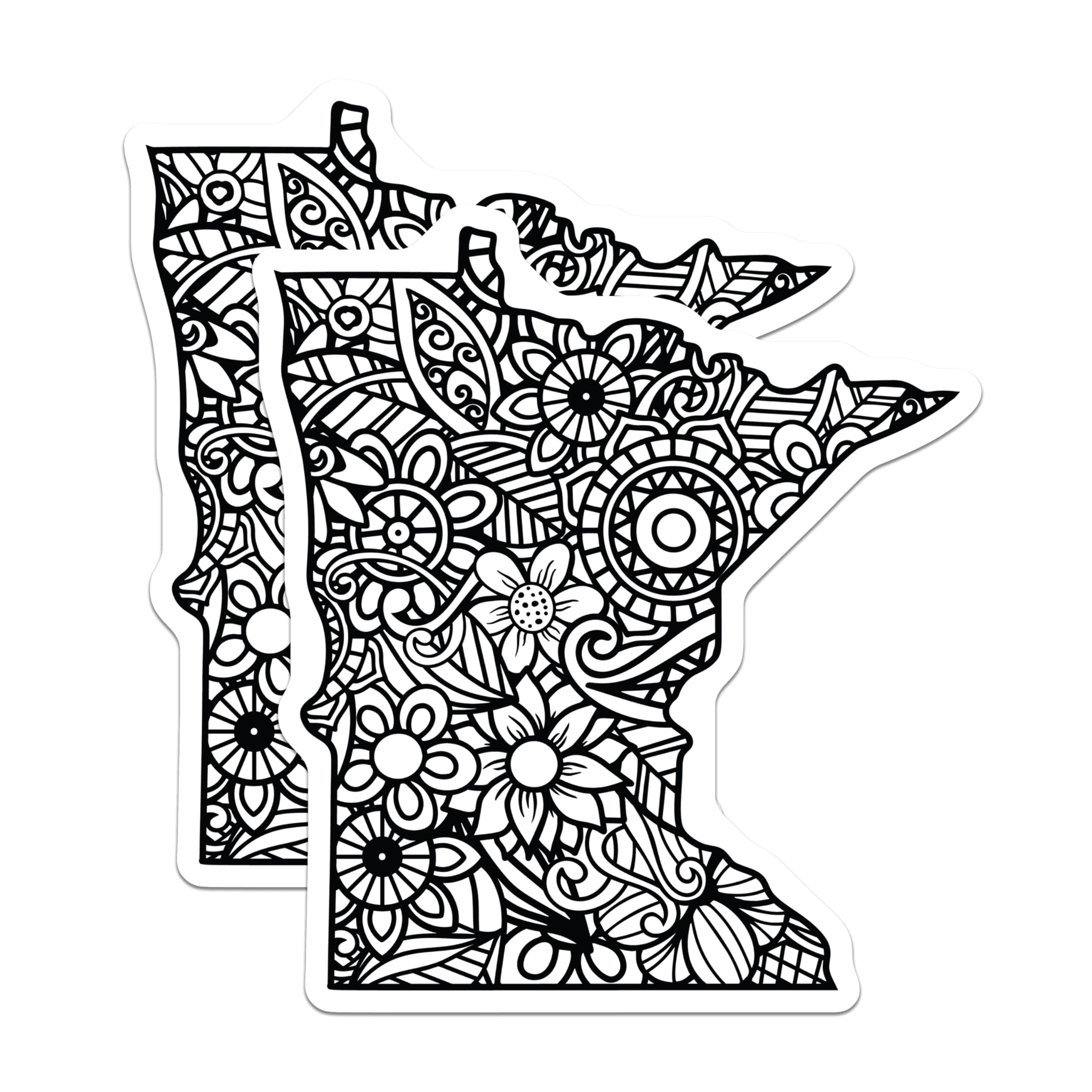 (2 Pack) Minnesota Flower Stickers - MN State Outline - Floral Design ...