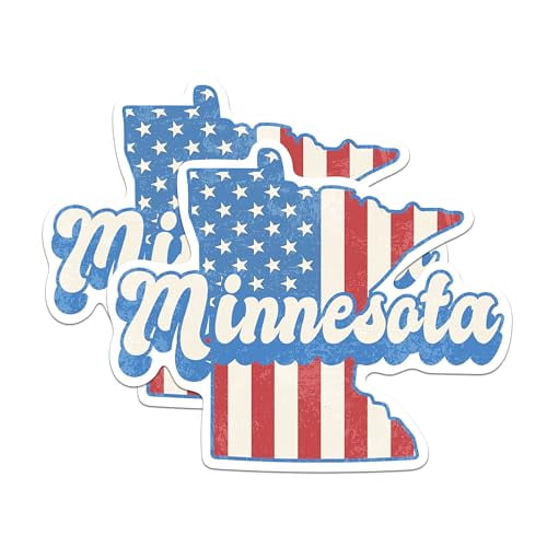 (2 Pack) Minnesota State Outline Magnets - MN State Shape with USA Flag ...