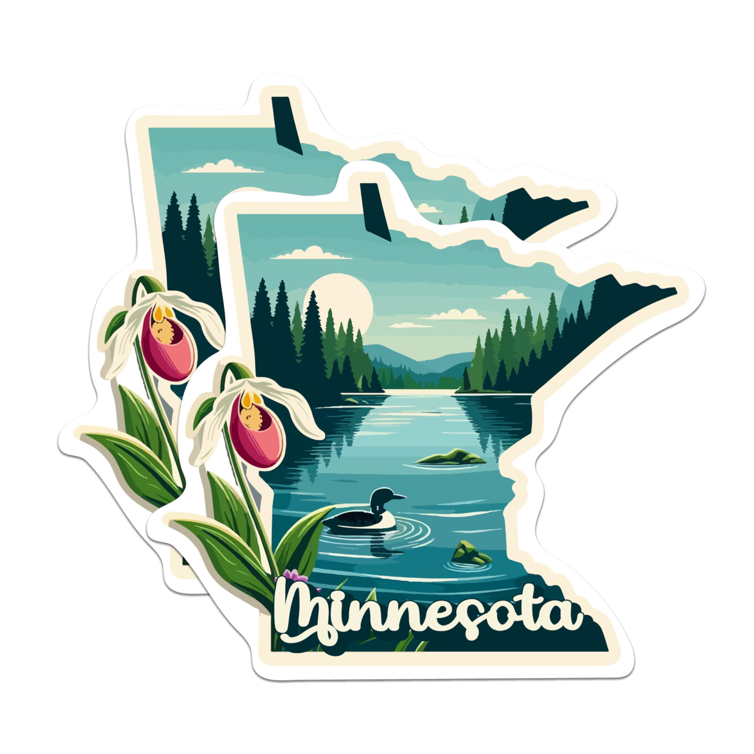 (2 Pack) Minnesota State Shape Stickers - MN State Sticker - Choose ...