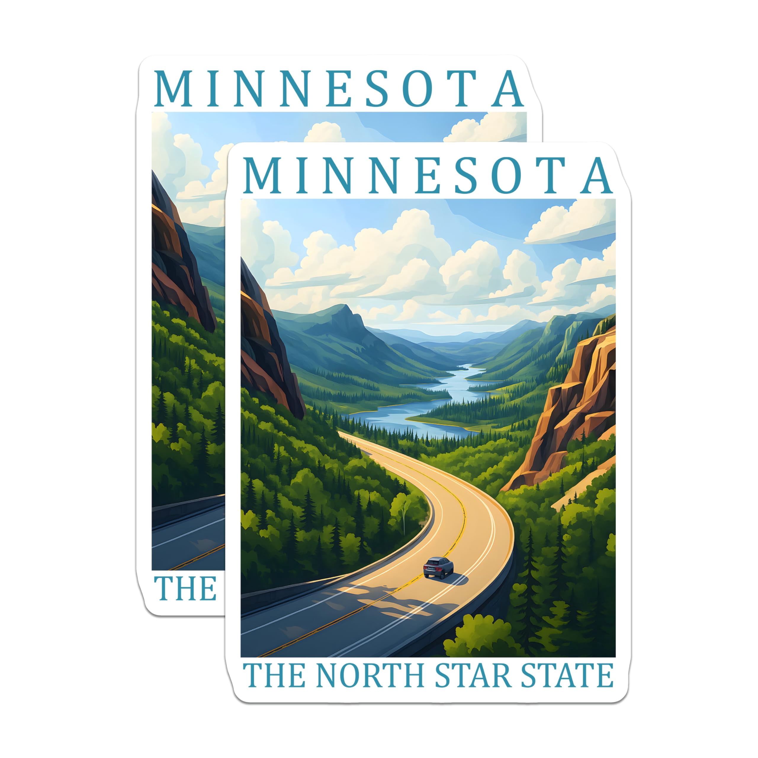 (2 Pack) Minnesota Stickers - North Star State - Scenic Landscape ...