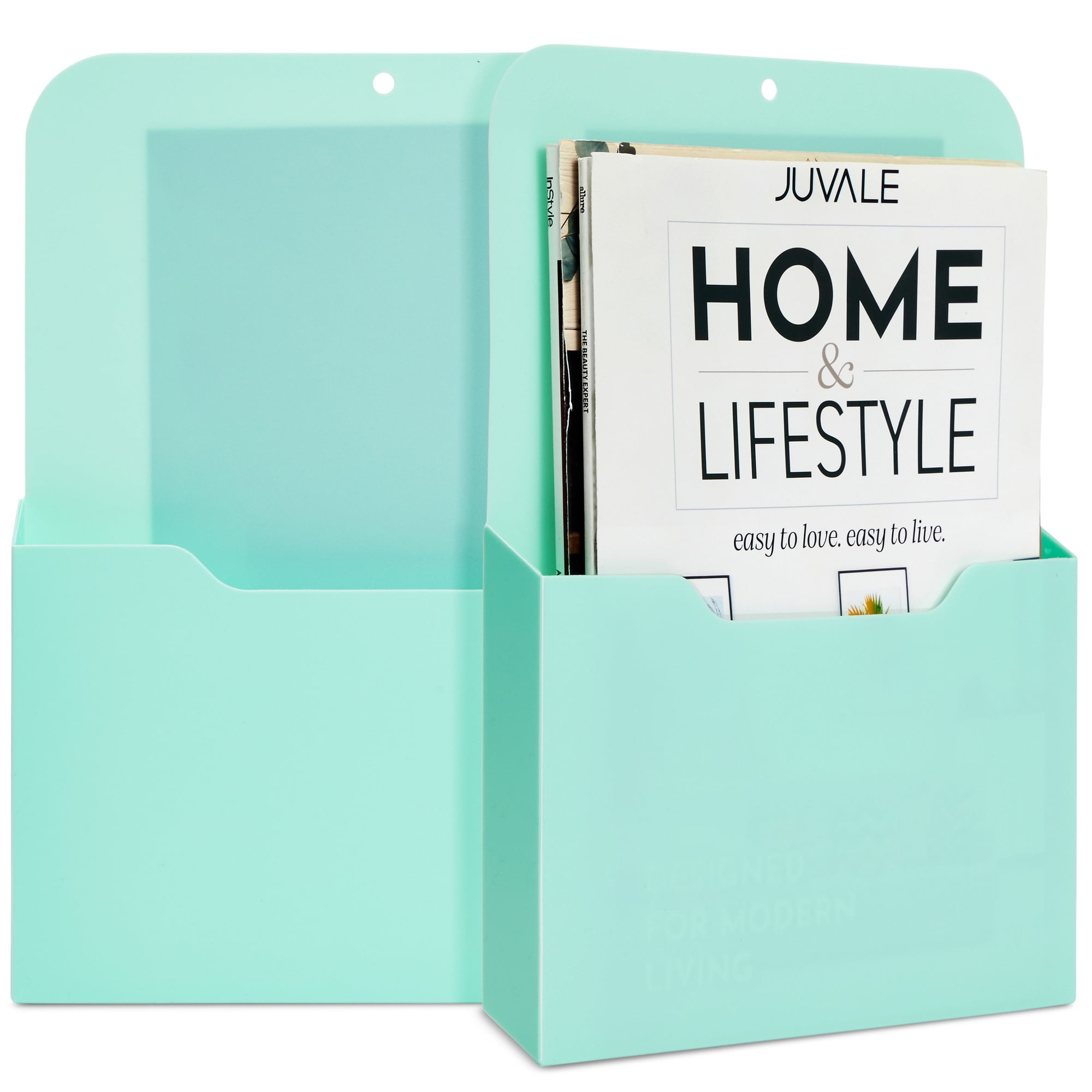 2 Pack Mint Colored Magnetic File Holder, Mountable Wall Organizer for ...