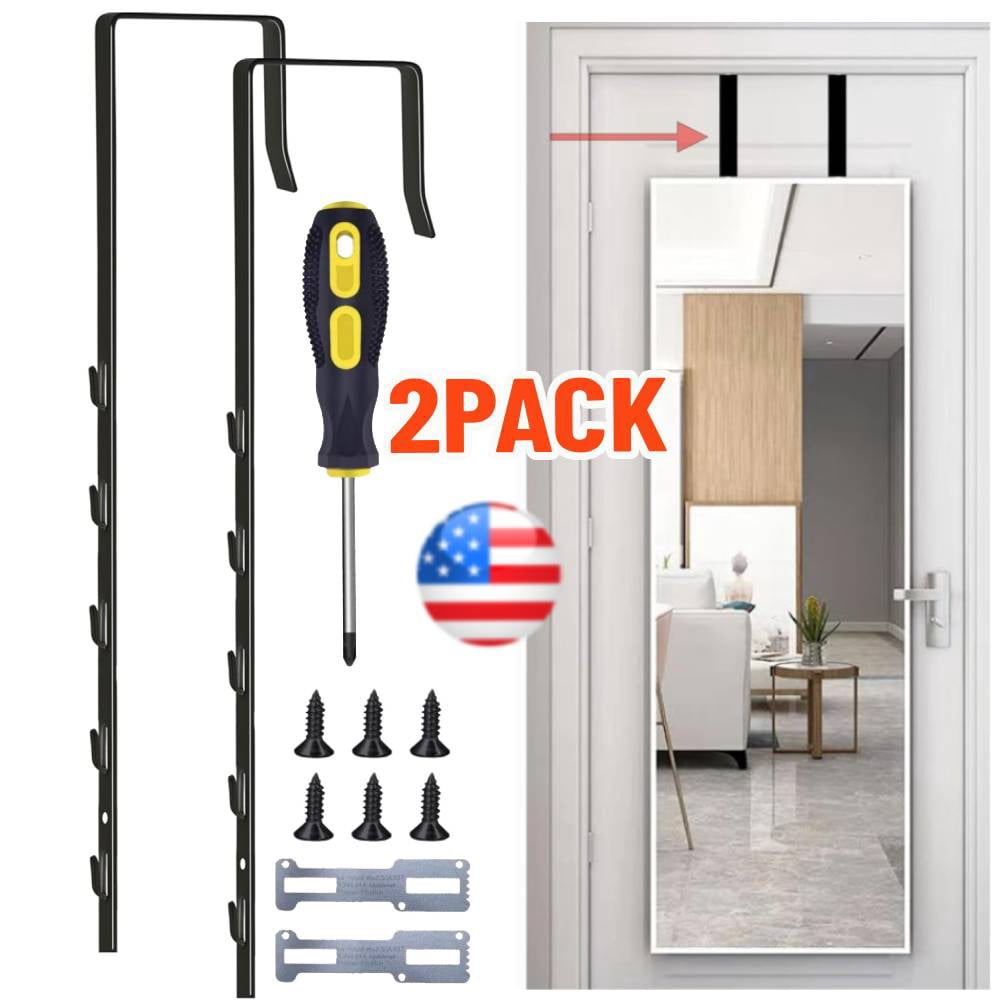 2 Pack Mirror Hanger for Door,Adjustable Door Mirror Brackets Set ...