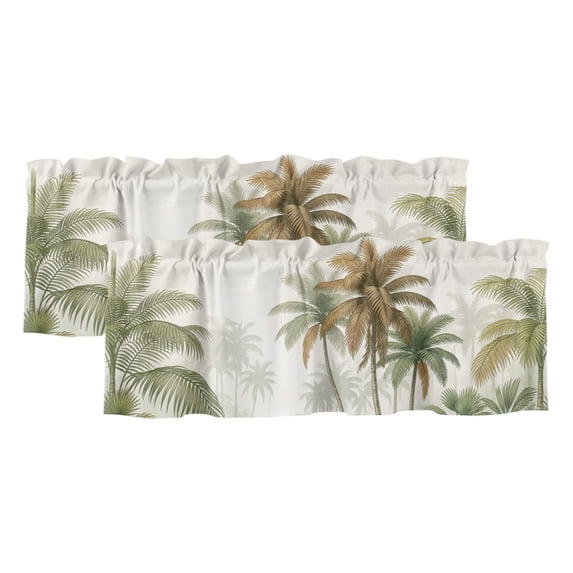 2 Pack Misty Jungle Valance for Window Retro Coastal Sage Green Palm ...