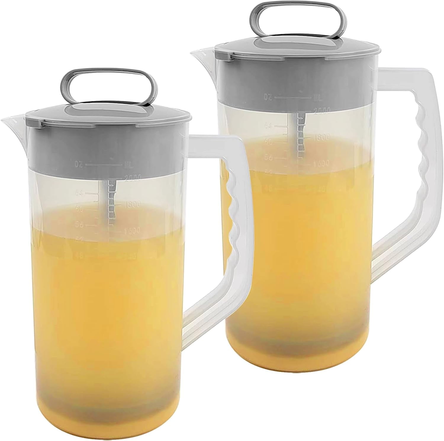 2 Pack Mixing Pitcher for Drinks 2 Quart/ 64oz Plastic Water Pitcher ...