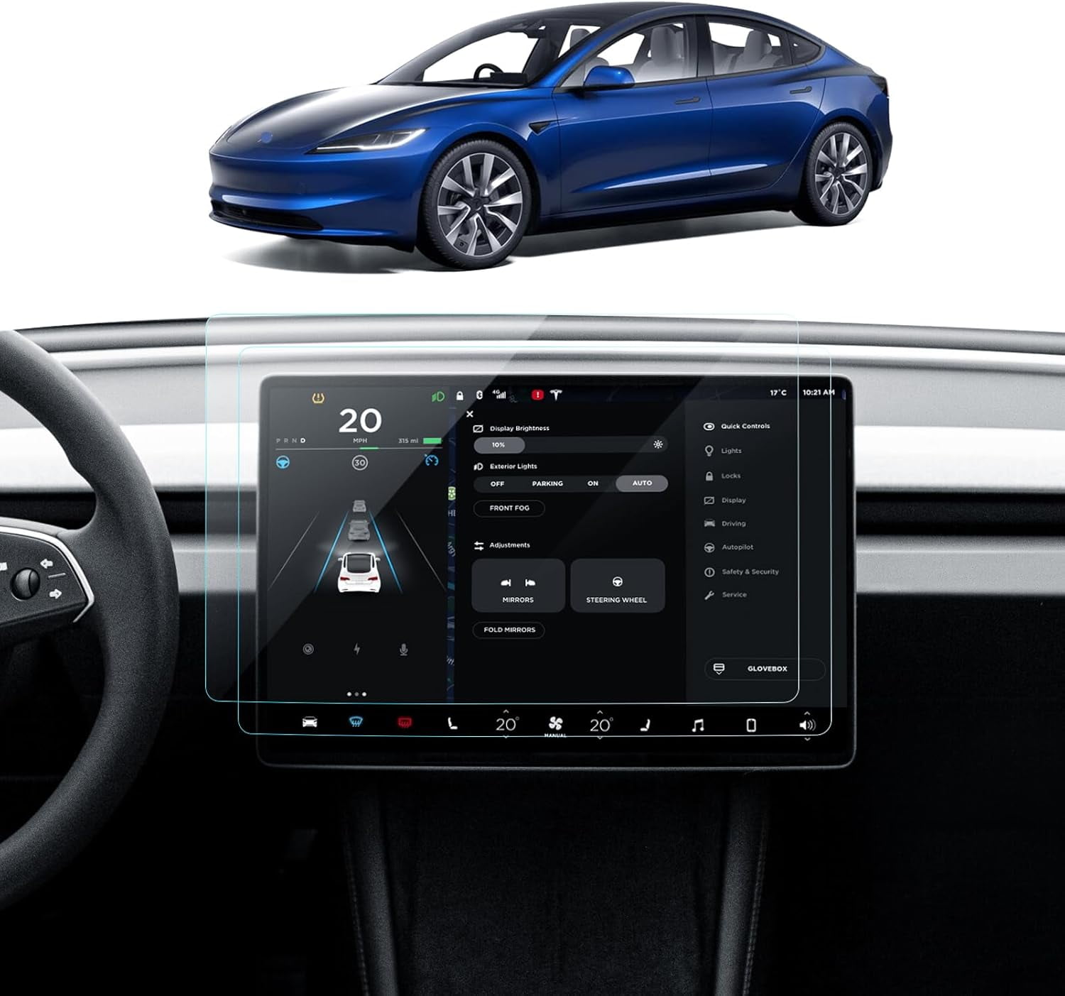 2-Pack Model 3 Screen Protector for 2024 Tesla Model 3 Accessories 15鋳 ...