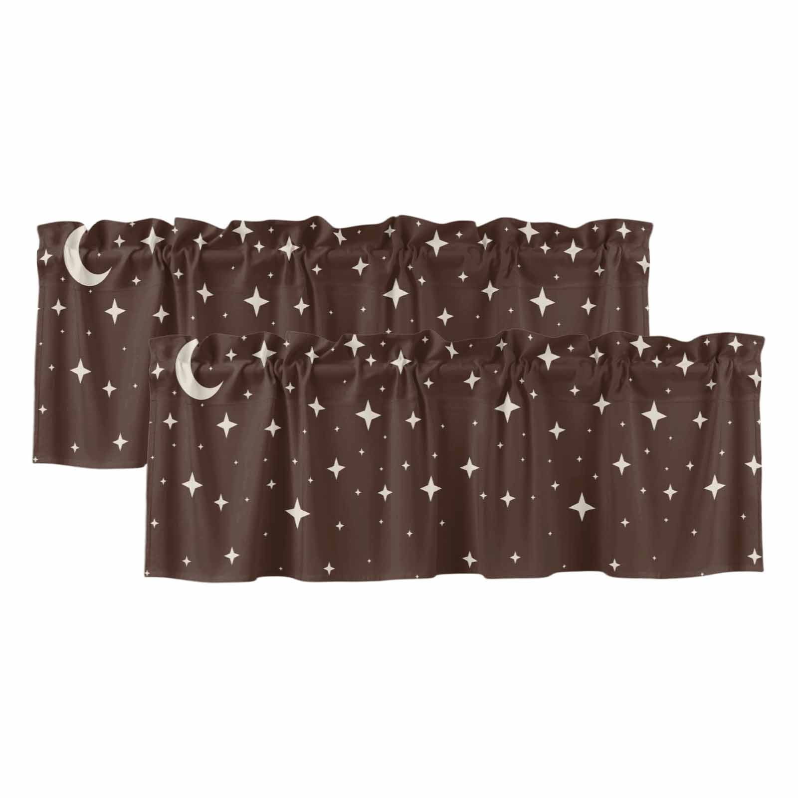 2 Pack Modern Brown Valances for Windows Bedroom Living Room Window ...