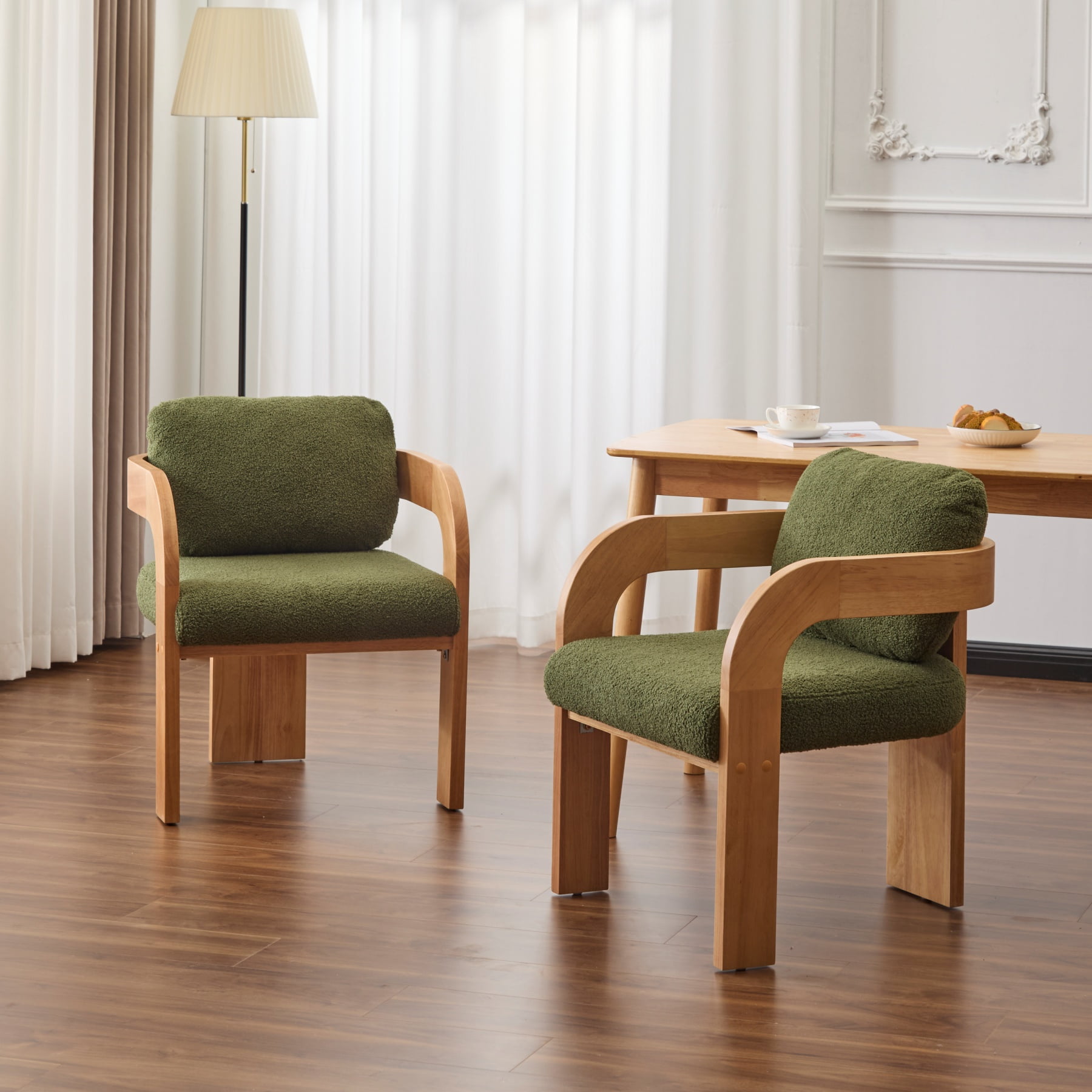 2-Pack Modern Dining Chairs with Pillow Back,Solid Wood Frame with ...
