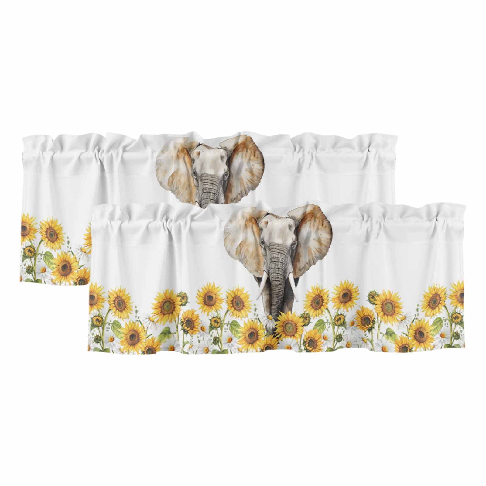 2 Pack Modern Elephants Valances for Windows Bedroom Living Room Window ...