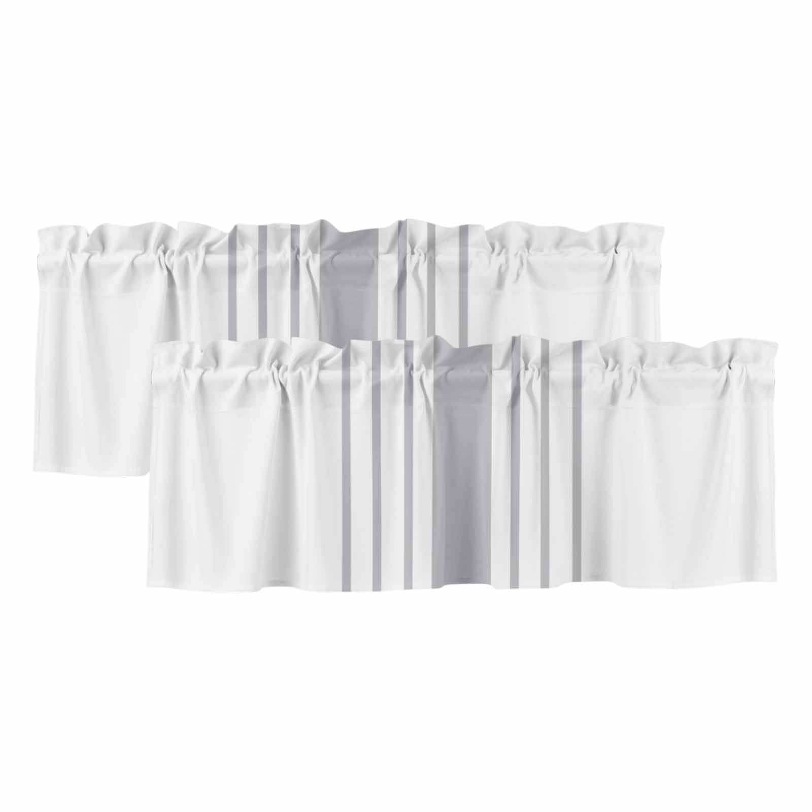 2 Pack Modern Gray Striped Valance for Window Simple White Background ...