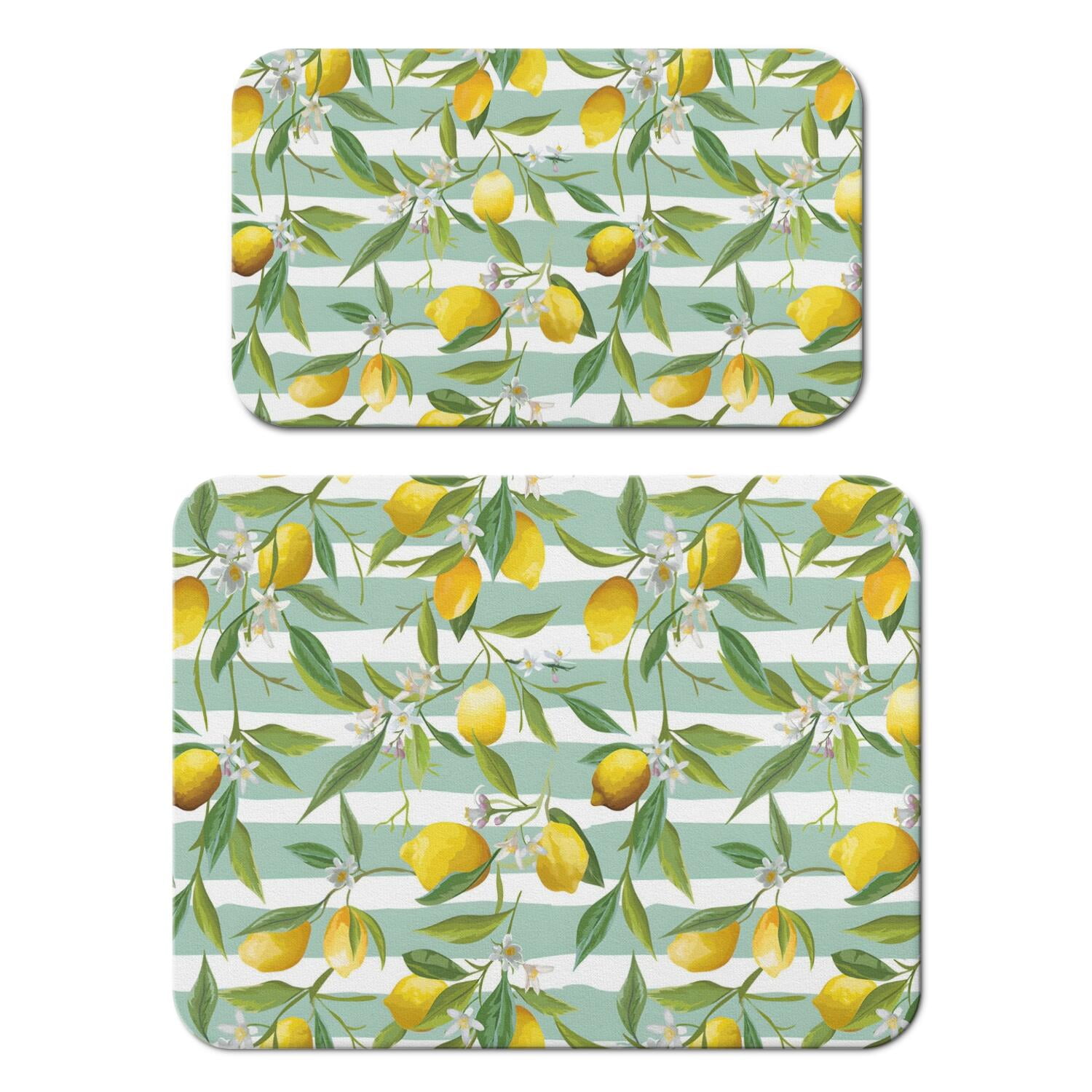 2 Pack Modern Lemon Print Coffee Mat - Summer Yellow Design Absorbent ...