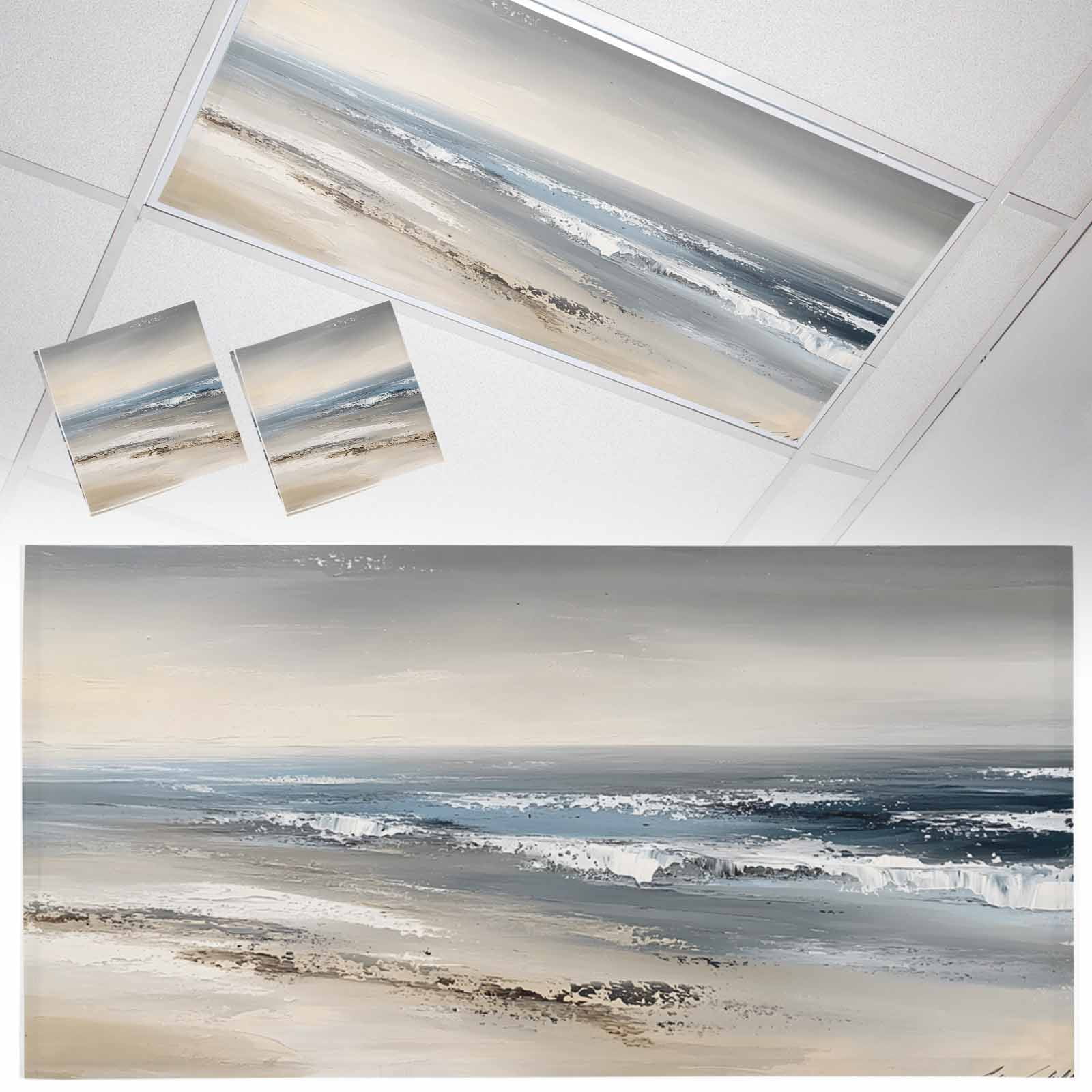 2 Pack Modern Ocean Beach Wave Fluorescent Light Covers for Ceiling ...