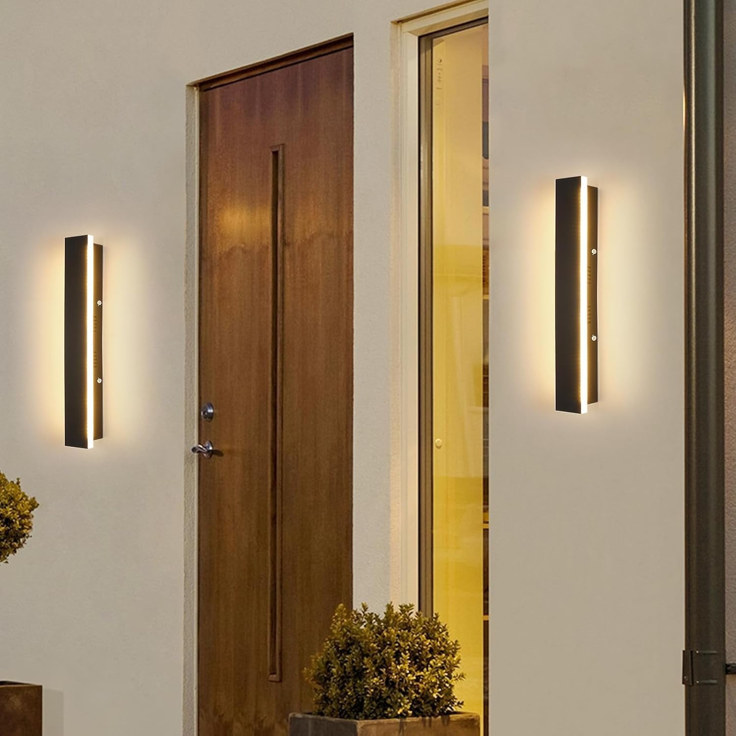 2 Pack Modern Outdoor Wall Light 15.7inch Wall Sconces with 3 Color ...