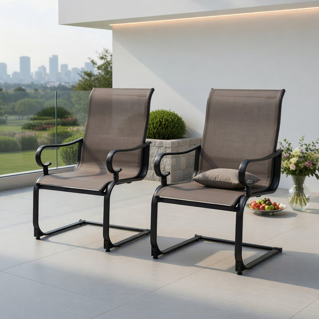2-Pack Modern Patio Chairs – Heavy-Duty Metal Frame, Quick-Dry ...