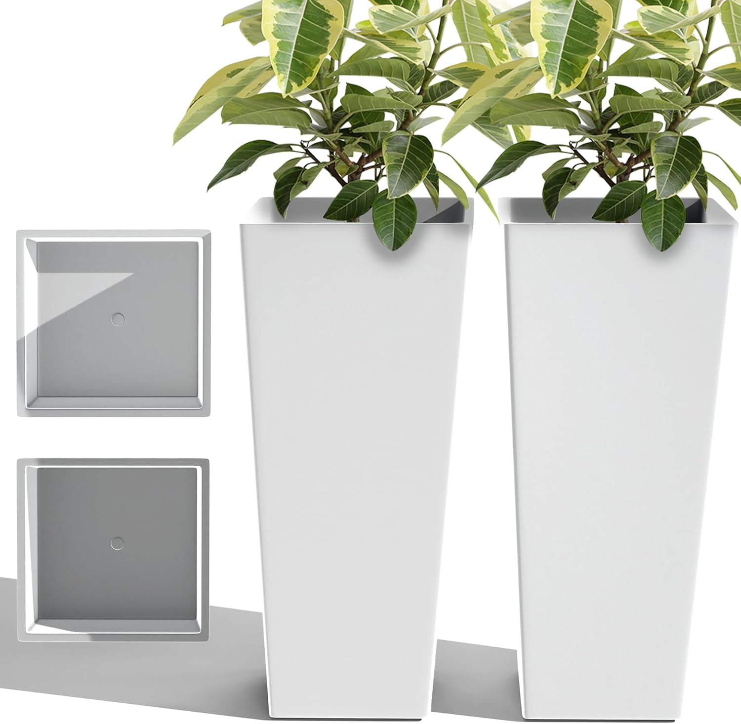 2-Pack Modern Planters for Outdoor Plants, Decorative Flower Pots with ...