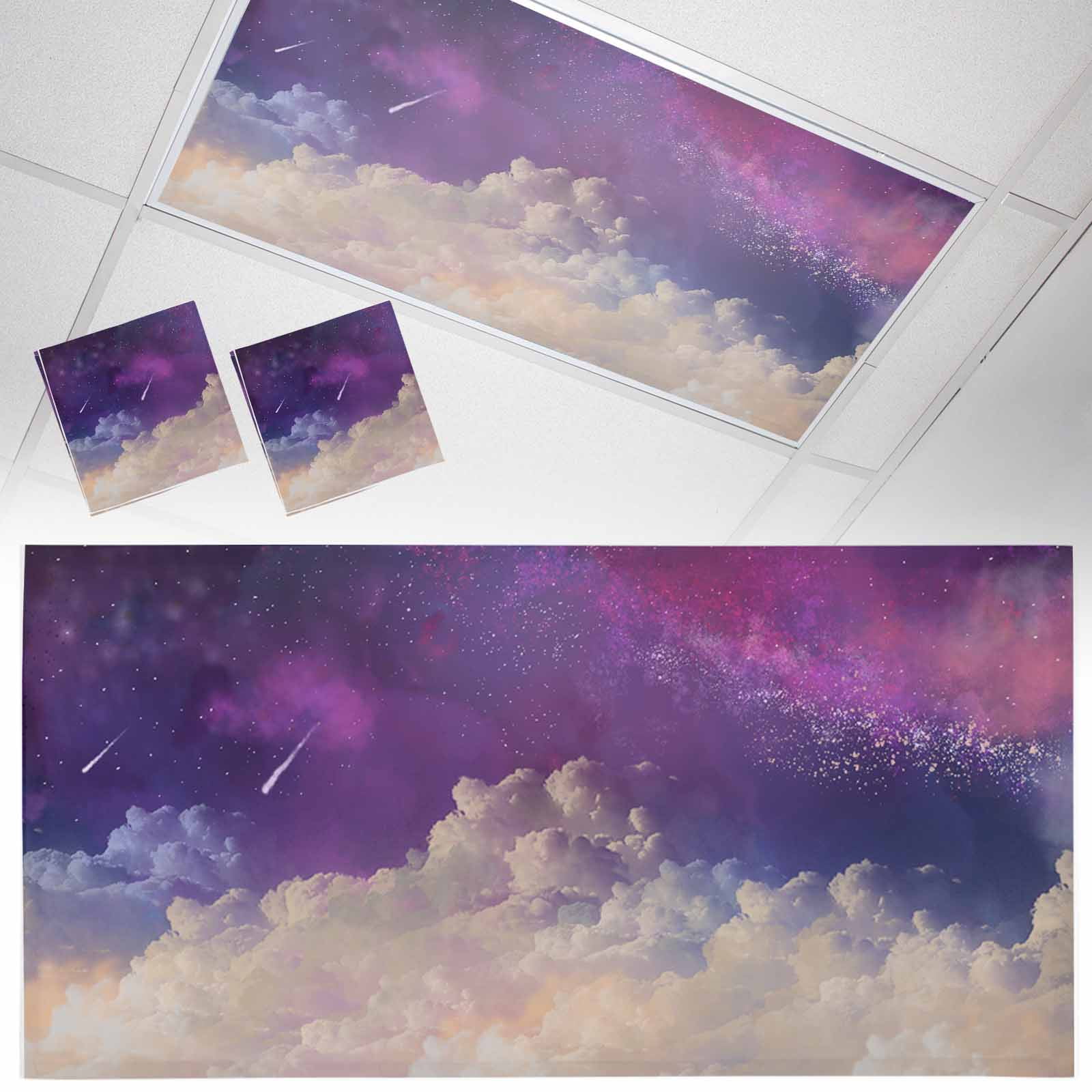 2 Pack Modern Sky Fluorescent Light Covers for Ceiling Lights Meteor ...