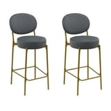 2-Pack Modern Velvet Bar Stools with Gold Metal Legs Accent Round ...