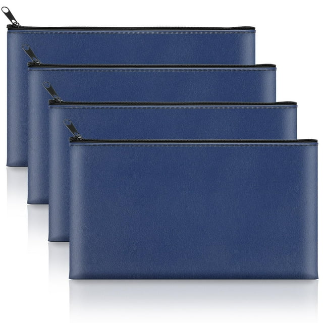 2 Pack Money Bags with Zipper, 11x6.1 Inch PU Leather Cash Pouch ...