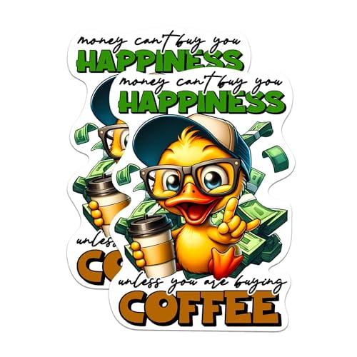 (2 Pack) Money Can't Buy You Happiness Stickers - Funny Sarcastic Duck ...