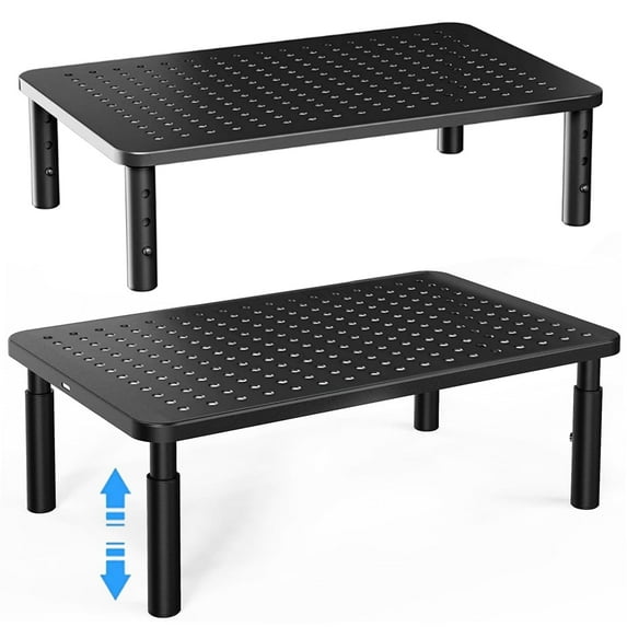 PERLESMITH 2-Pack Monitor Risers, 3 Height Adjustable, Mesh Platform ...