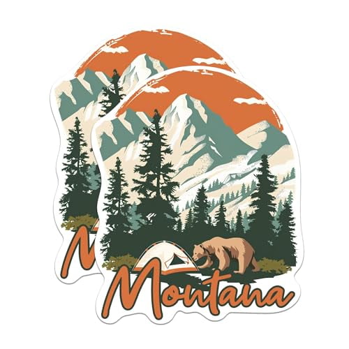 (2 Pack) Montana Stickers - Beautiful Outdoors Wilderness MT State - 5 ...