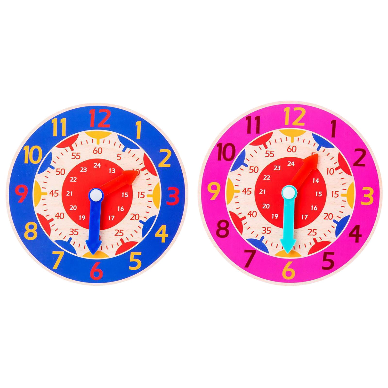 2-Pack,Montessori Wooden Clock For Children, Toys With Hours, Minutes ...