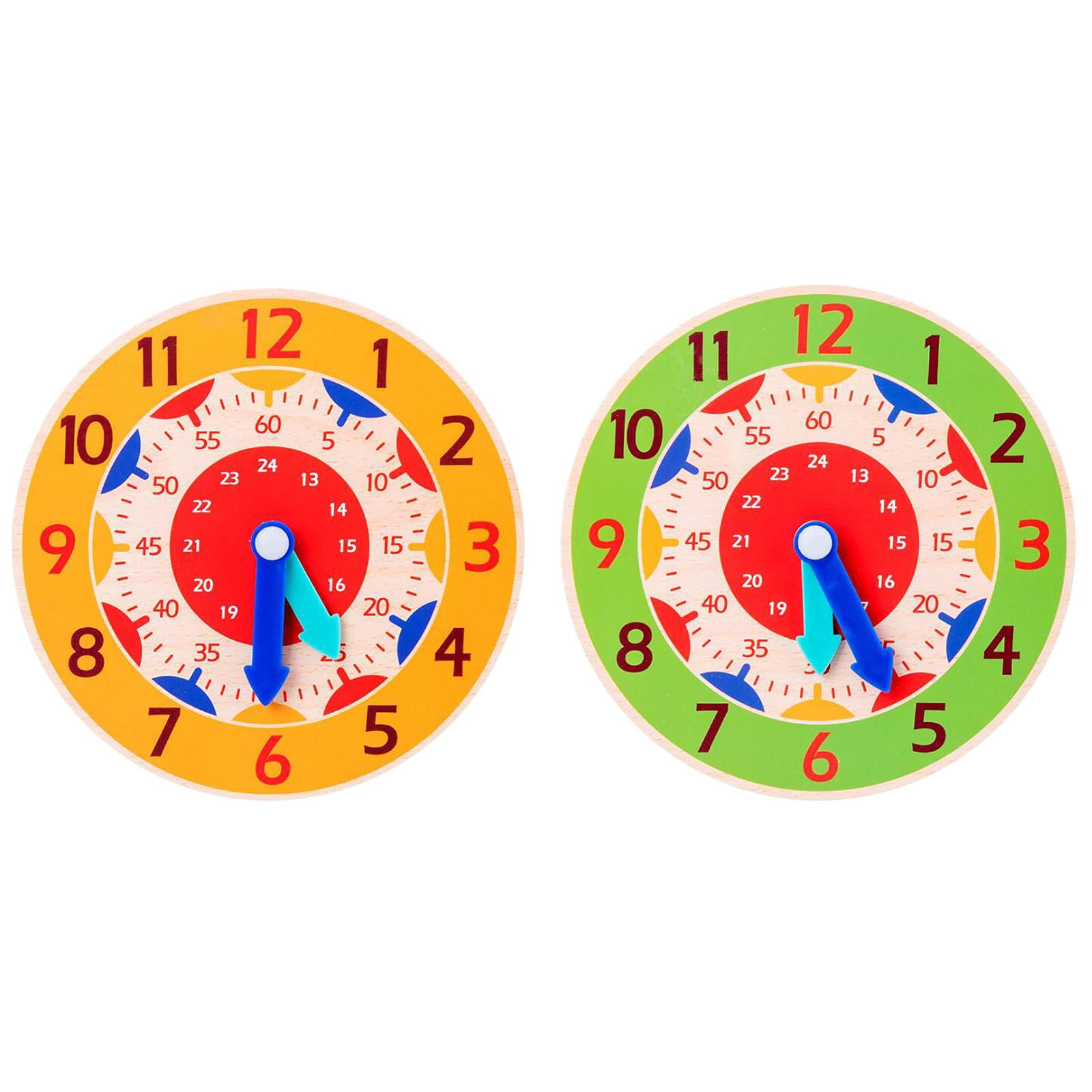 2-Pack,Montessori Wooden Clock For Children, Toys With Hours, Minutes ...