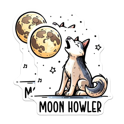 (2 Pack) Moon Howler Magnets - Wolf and Moon Design - Cute Animal - 5 ...