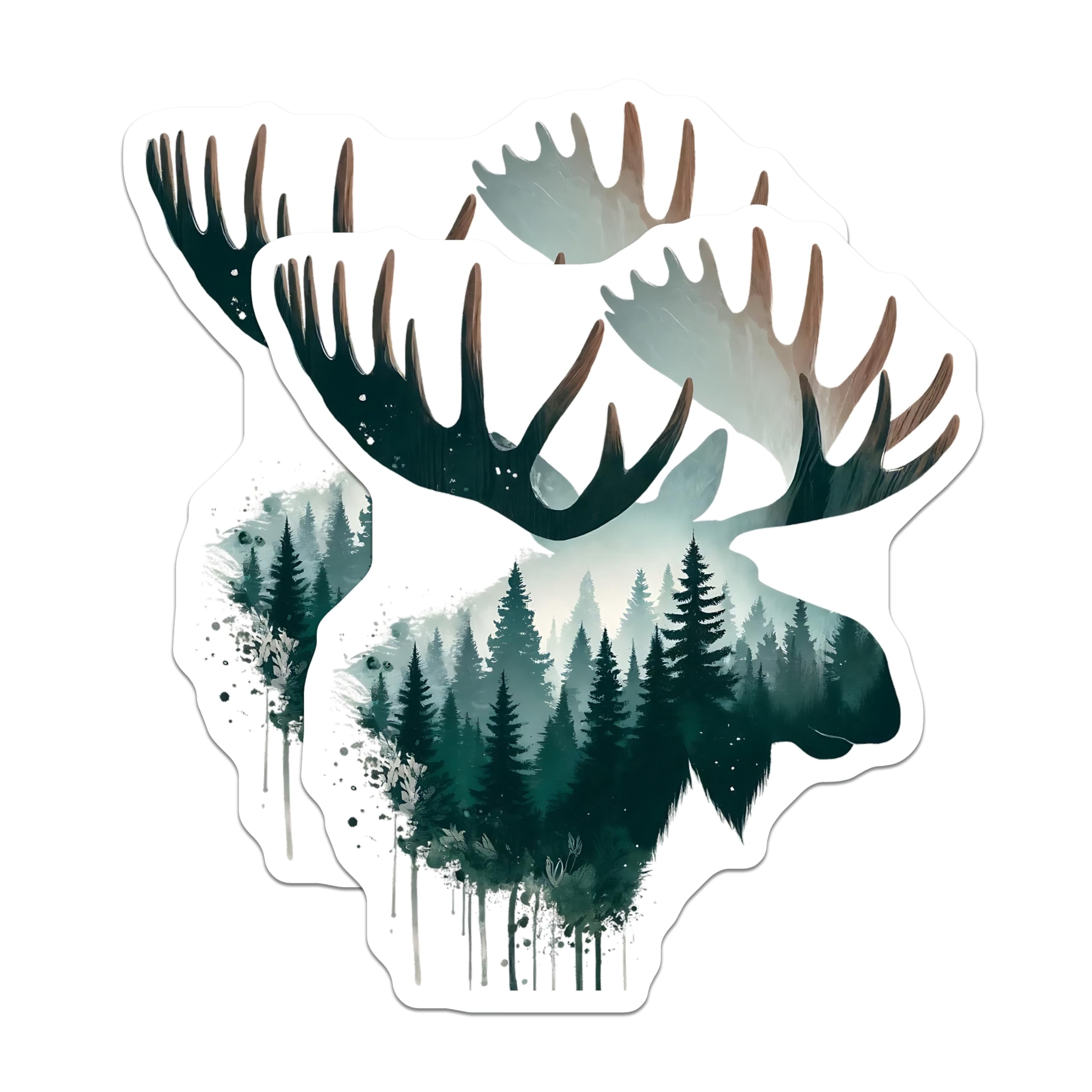 (2 Pack) Moose Magnets - Forest Silhouette Art - Nature Lover Decor - 5 ...