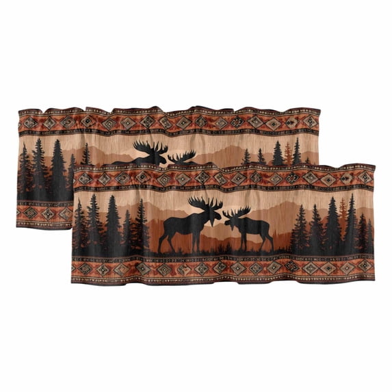 2 Pack Moose Silhouette Valance for Window Animals Aztec Style Rustic ...