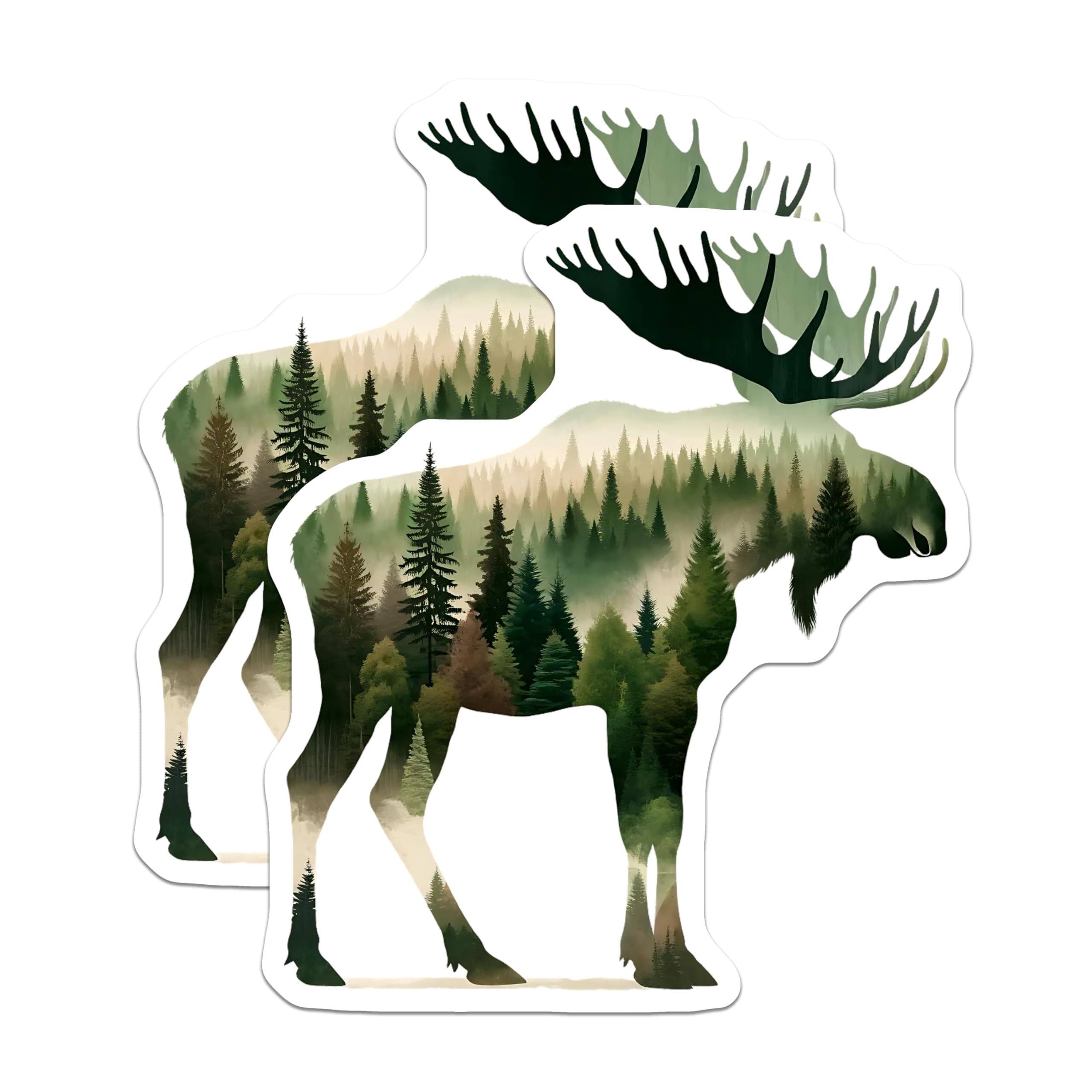 (2 Pack) Moose Stickers - Forest Animal Stickers - Nature Decals- 5" On ...