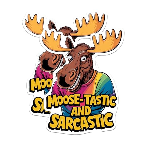 (2 Pack) Moose-Tastic and Sarcastic Stickers - Funny Punny Animal Puns ...
