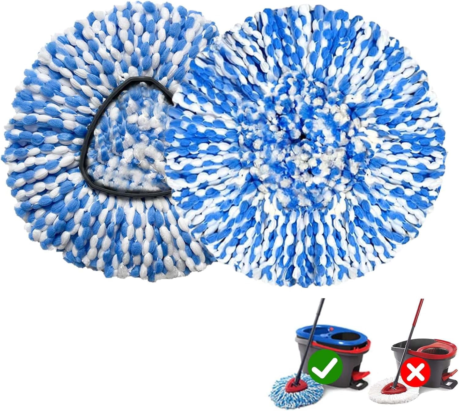 2 Pack Mop Replace Heads Compatible for OCeda, Spin Mop Refill Head ...