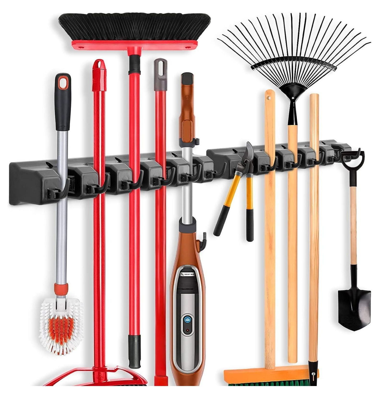 2 Pack Mop and Broom Holder, Wall Mounted Organizer Mop and Broom ...