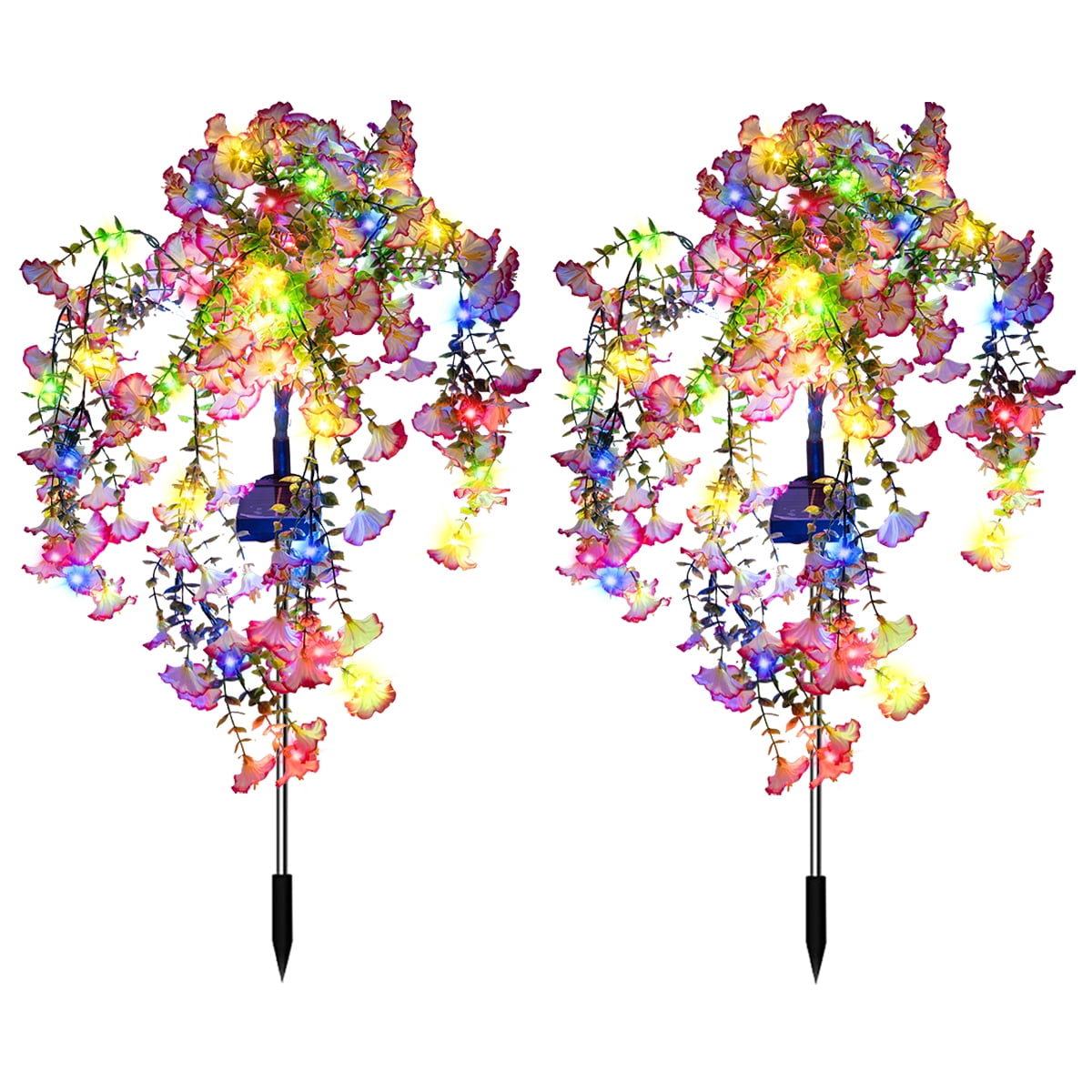 2 Pack Morning Glory Solar Flower Lights, Waterproof Decorative LED ...