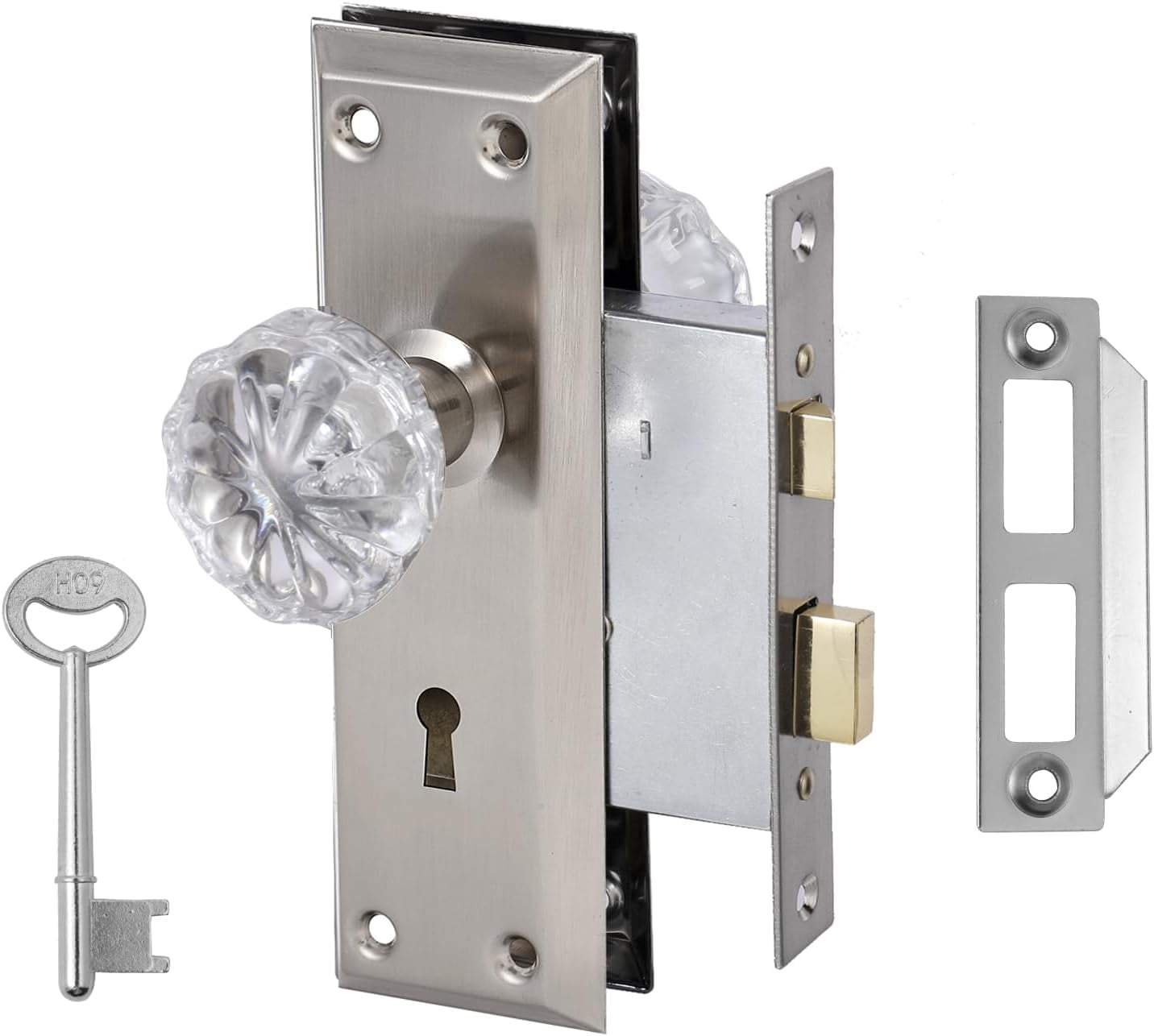 2 Pack Mortise Lock Set for Interior Door,Antique Door Knobs with Lock ...