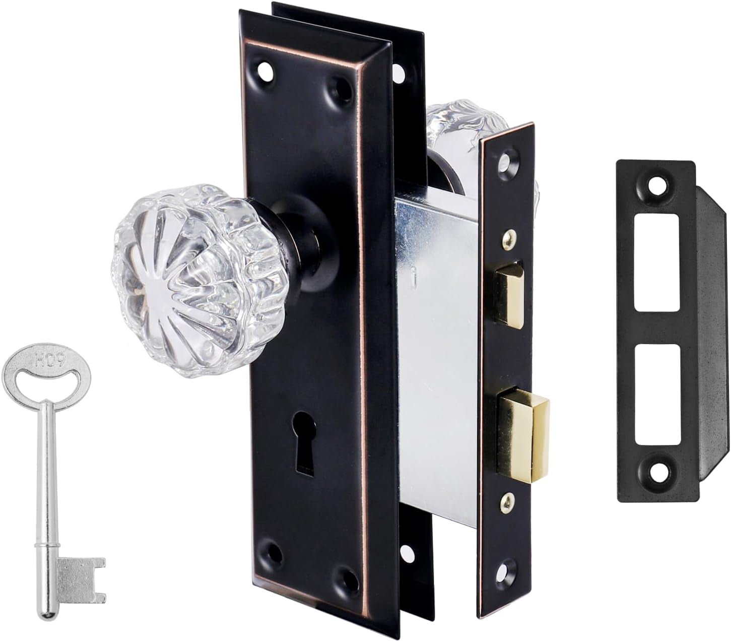 2 Pack Mortise Lock Set for Interior Door, Crystal Glass Door Knobs ...
