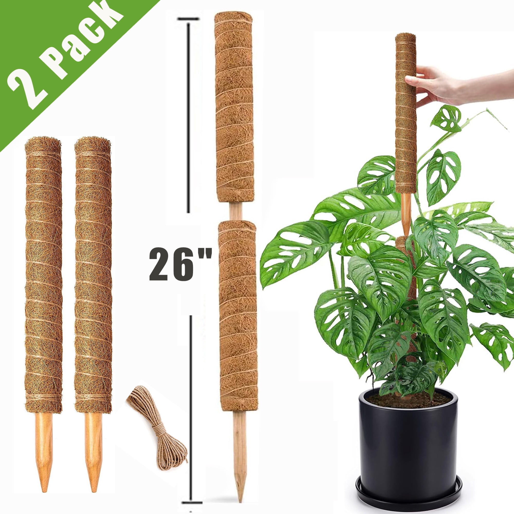 2 Pack Moss Pole, Each 15 Inch, Extendable Design to 26 Inch Moss Pole ...
