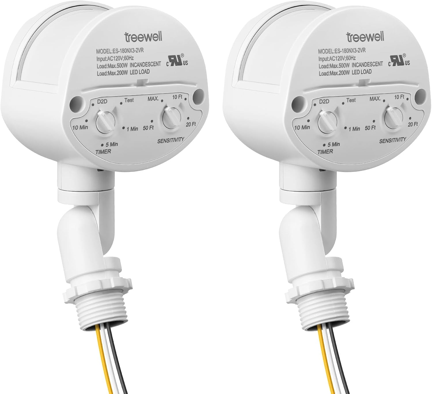 2 Pack Motion Sensor, 180-Degree Replacement Motion Detor, Adjustable ...