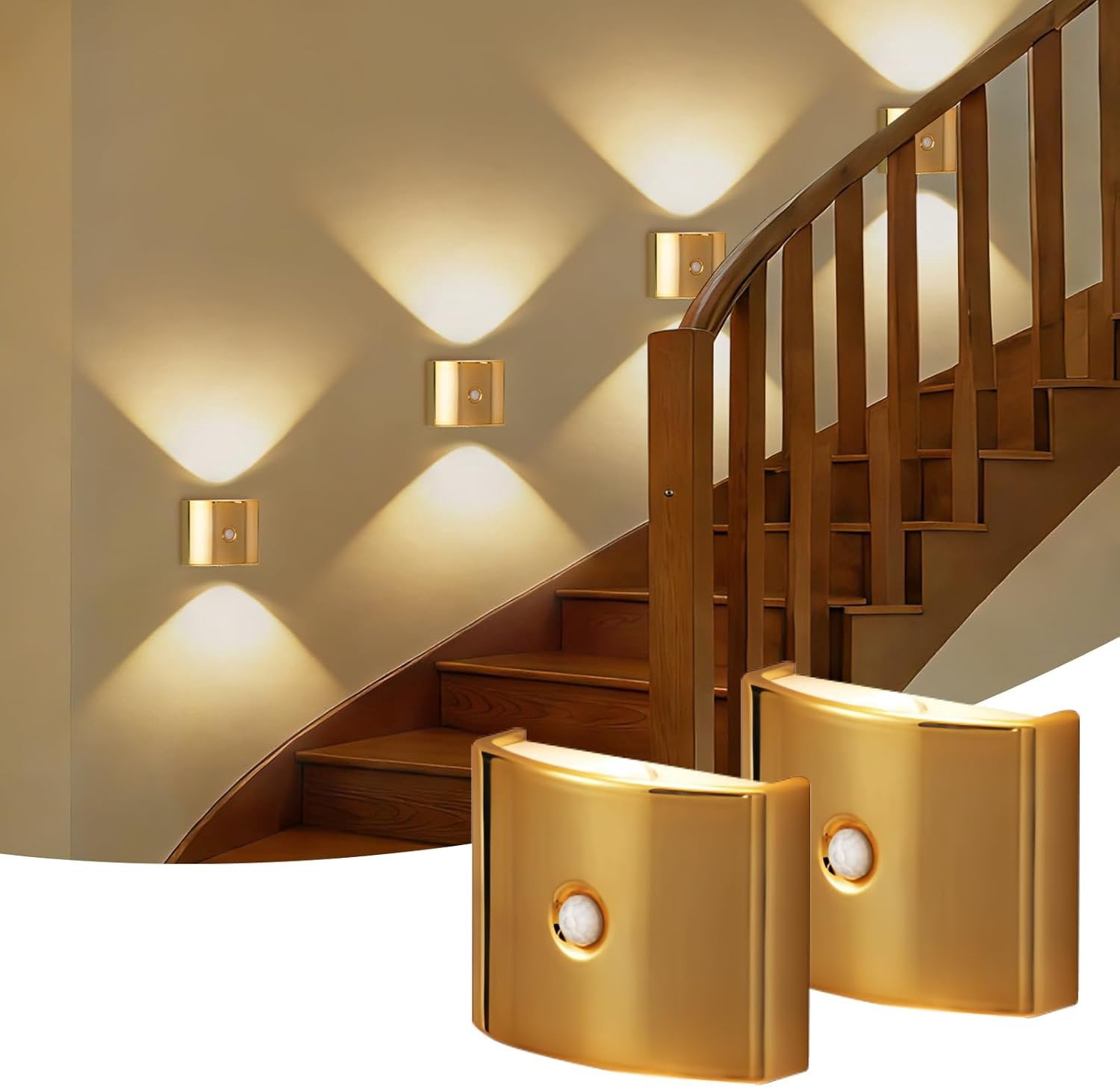 2 Pack Motion Sensor Wall Light, Rechargeable Wall Sconce with 3 Color ...