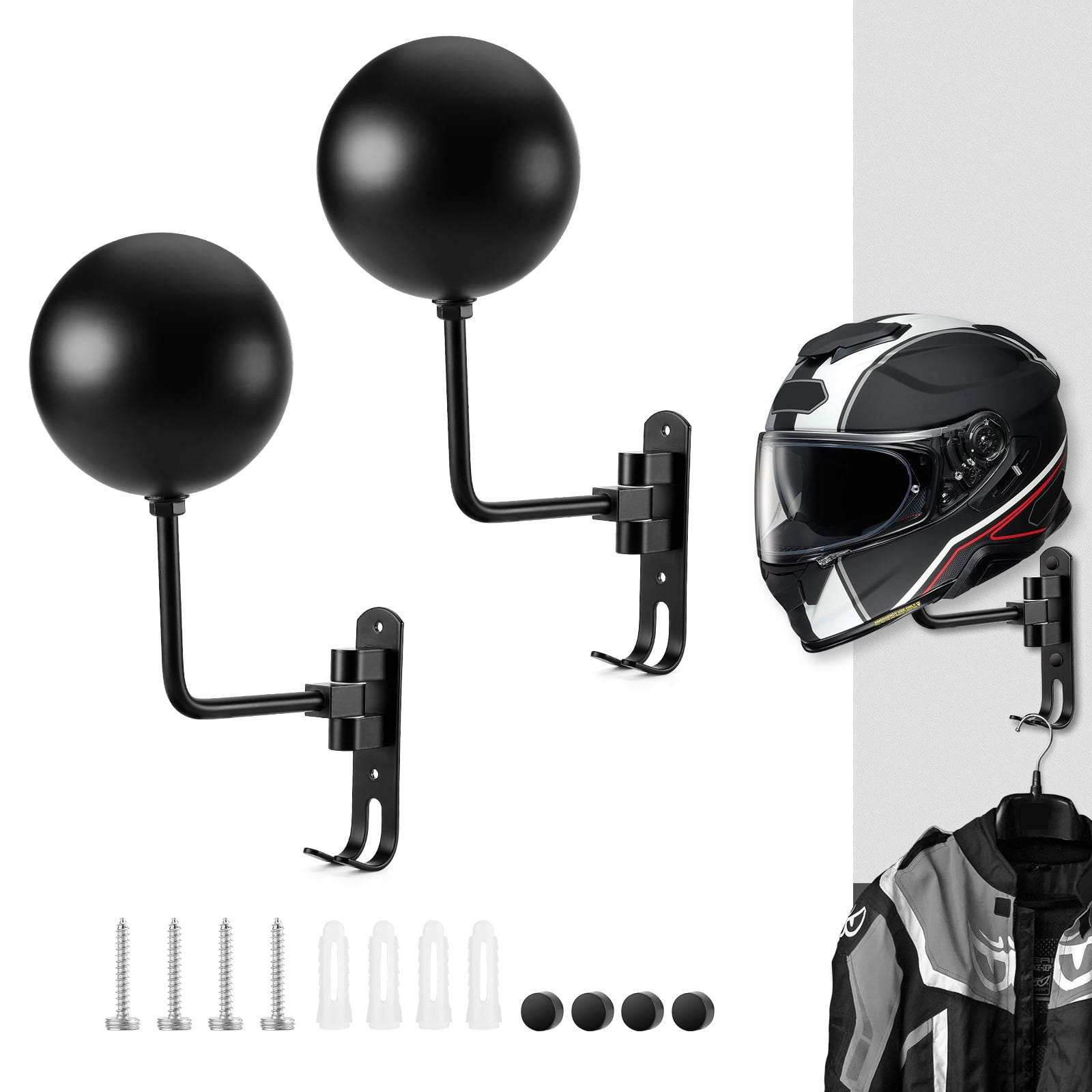 2 Pack Motorcycle Helmet Rack, Helmet Holder Wall Mount 180 Degree ...