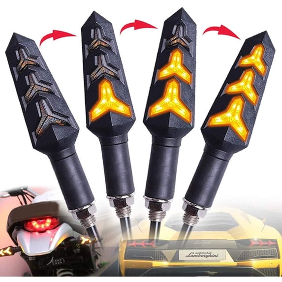2-Pack Motorcycle Indicators Flowing Turn Signal Ligts Y Sape LED Bulbs ...