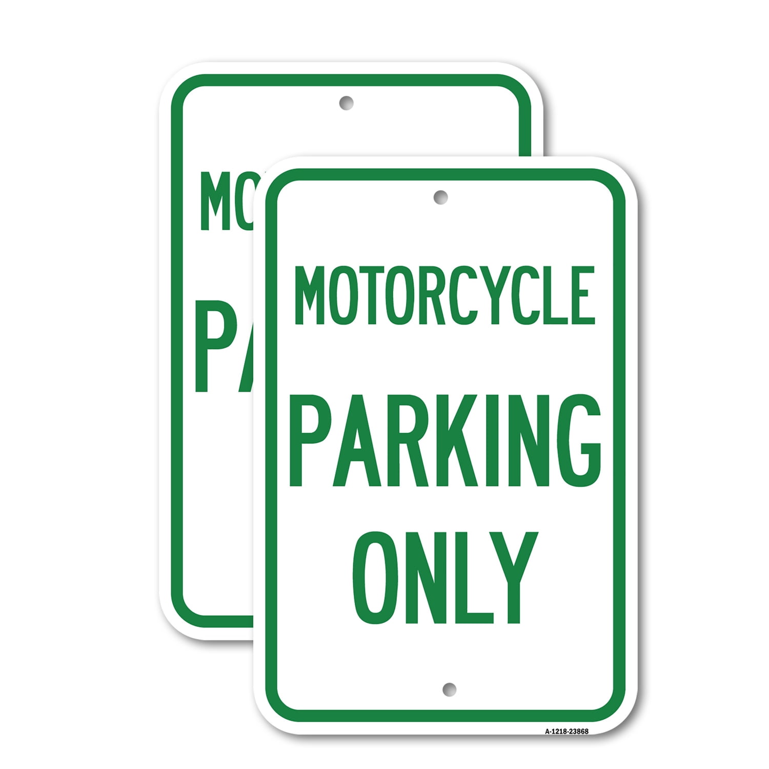 (2 Pack) Motorcycle Parking Only | 12" X 18" Heavy-Gauge Aluminum Sign ...