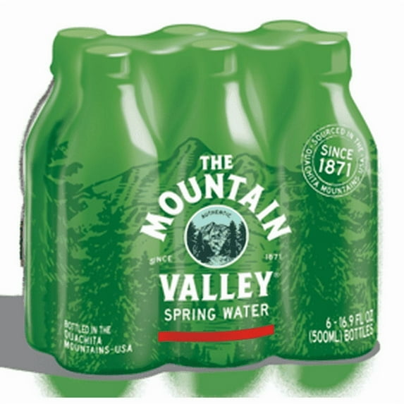 (2 Pack) Mountain Valley Spring Water, Half Liter, 6PK PET Spring ...