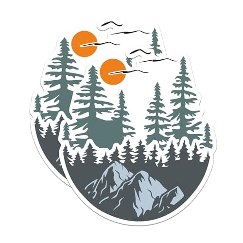 (2 Pack) Mountains Wilderness Forest Stickers - Nature Hiking ...