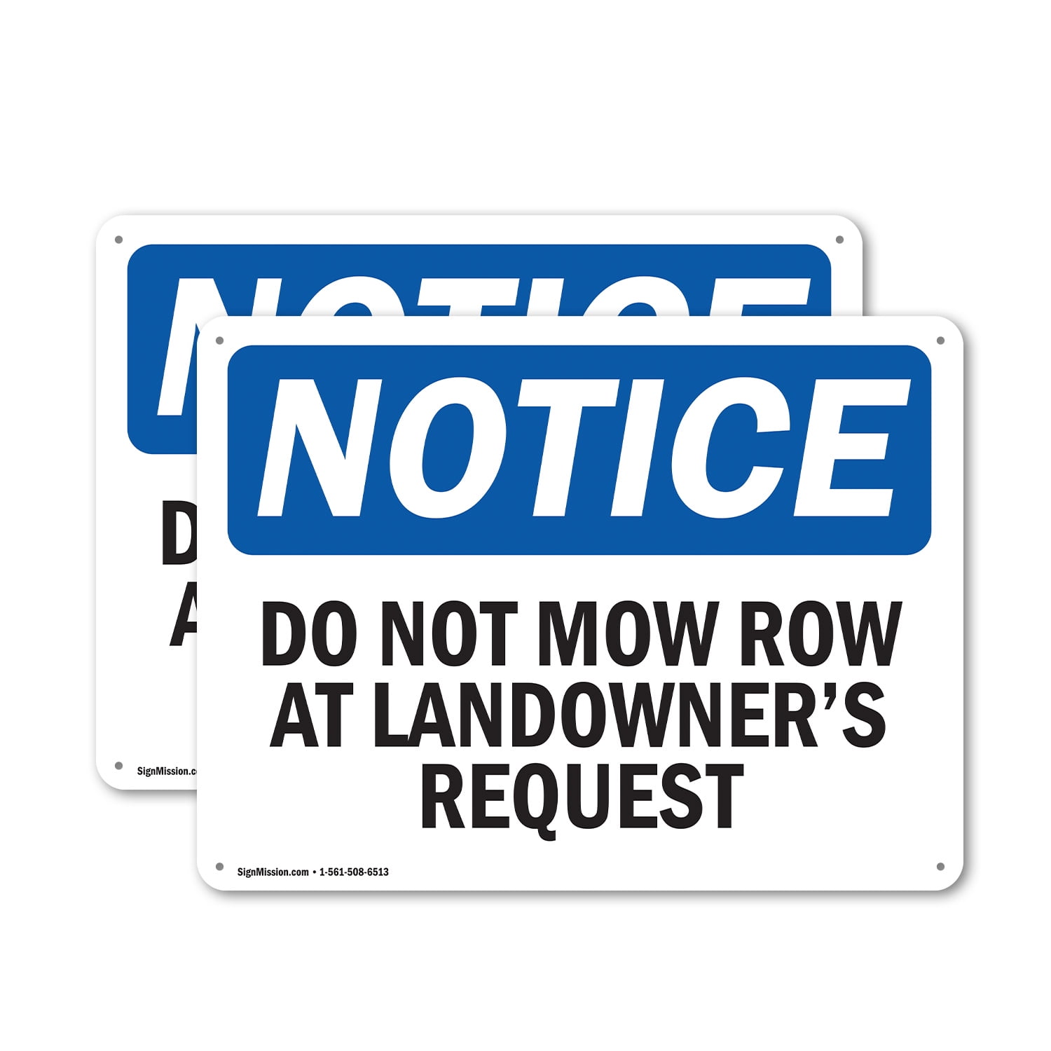(2 Pack) Do Not Mow Row At Landowner'S Request OSHA Notice Sign 14 Inch ...