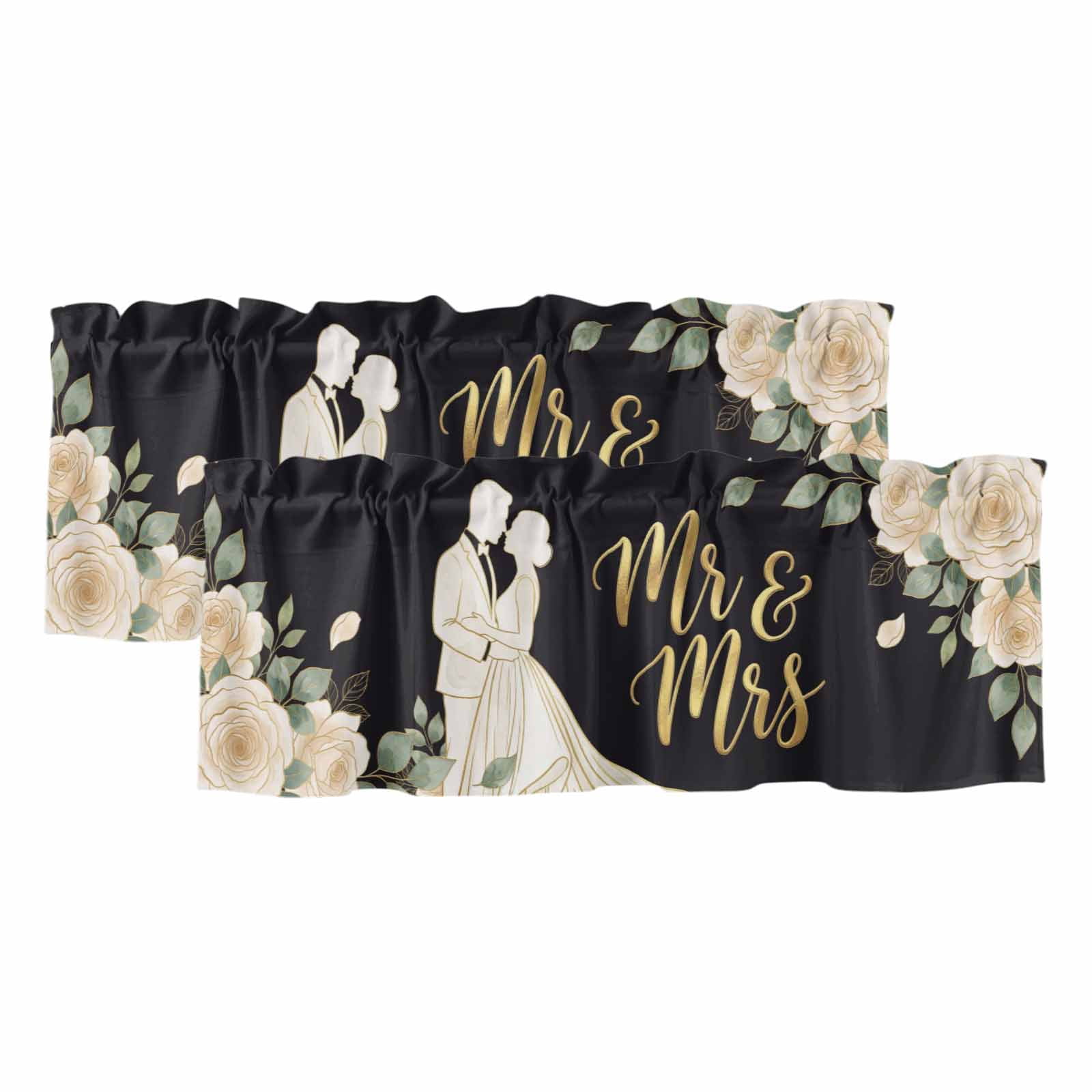 2 Pack Mr Mrs Valance for Window Anniversary Wedding Bride and Groom ...